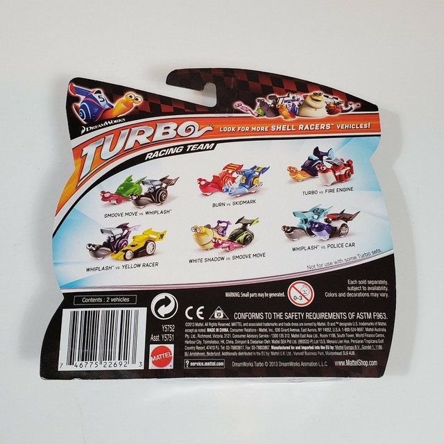 Dreamworks Turbo Racing Team 2 PK Shell Racers Turbo VS White Shadow ...