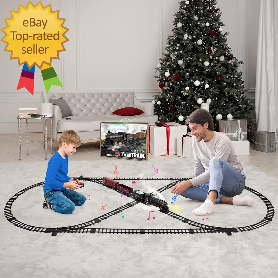 Train Set with Remote Control,Electric Train Track around Christmas ...
