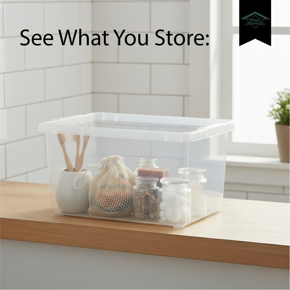 Set Of 5 Plastic Storage Box Boxes WITHOUT LIDS UK MADE Home Office ...
