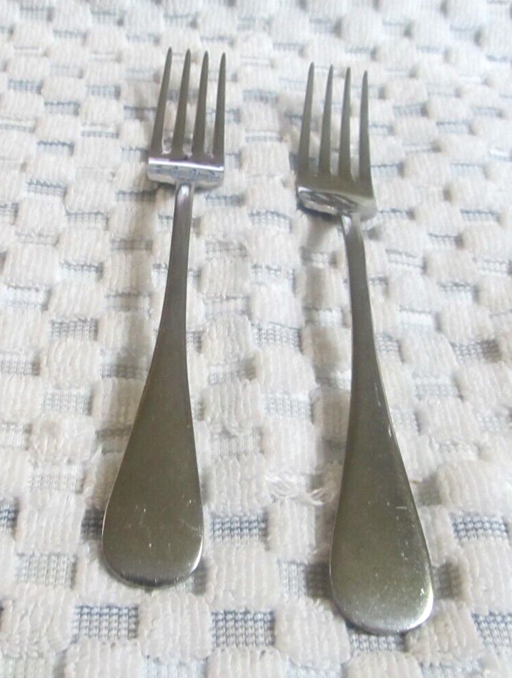 CALDERONI BORROMEO ITALY Stainless Flatware 2 PC Salad Fork NO BEVEL 7 ...