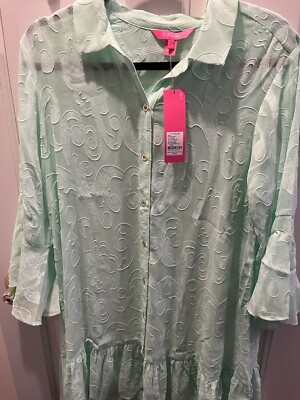 NWT Lilly Pulitzer Linley Coverup Shirt Dress Pistachio Green Swirl ...
