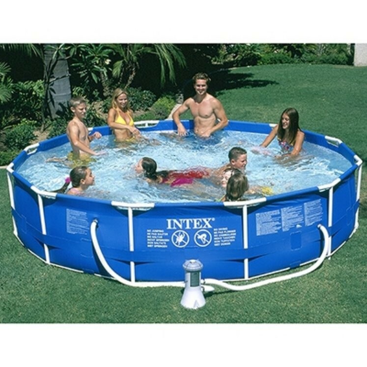 Intex 12ft x 30in Metal Frame Round Swimming Pool Set Pump Filter Included eBay