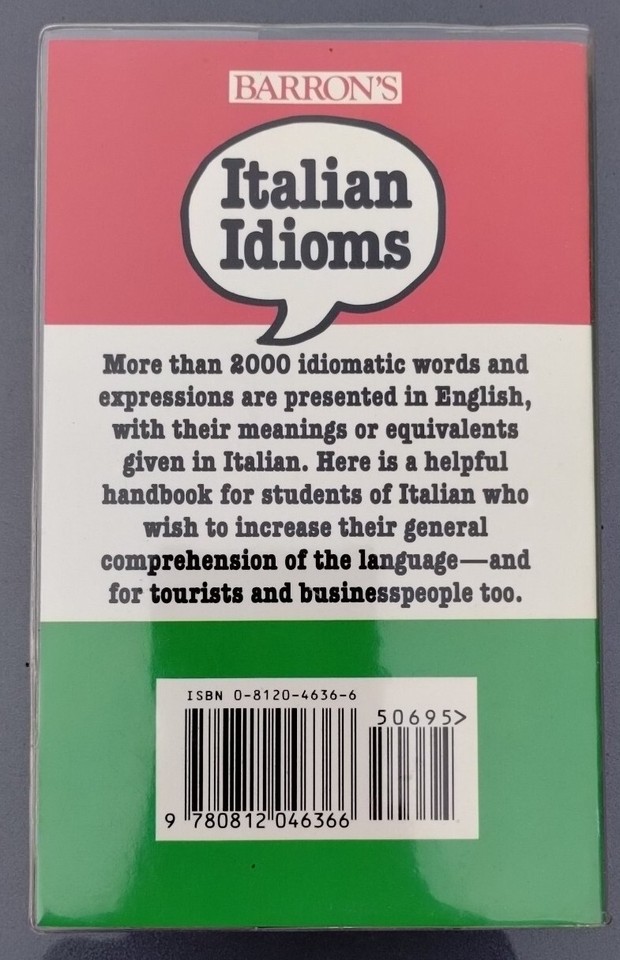 BARRON'S Italian Idioms By: Robert & Frances Adkins HALL Paperback ...