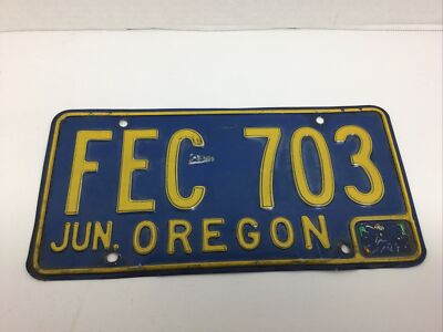 1970s Oregon License Plate 70 OR Tag FEC 703 Blue Yellow 60’s 80’s | eBay