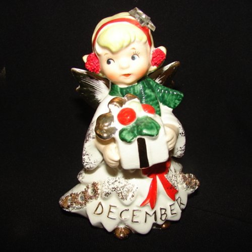 Lefton DECEMBER Birthday Angel Girl Figurine w Rhinestones - Christmas ...