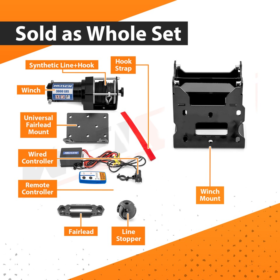 ATV 3000lb 12V Electric Winch Mount Kit For Polaris Sportsman 570 / X2 ...