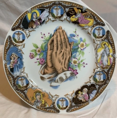 Vtg Catholic Praying Hands Plate Multiple Catholic Religious Scenes 10 ...