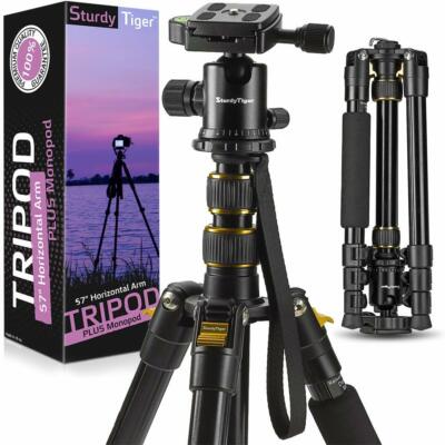 Sturdy Tiger 57” Ultra Compact and Lightweight Aluminum Tripod - 360 ...