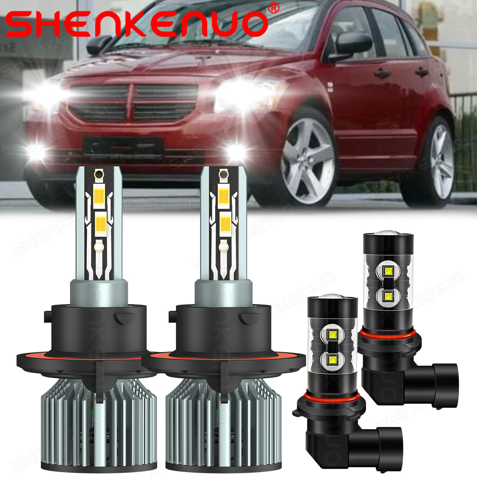 For 2007-2012 Dodge Caliber - 6000K H13 LED Headlight Hi/Lo + Fog Light ...