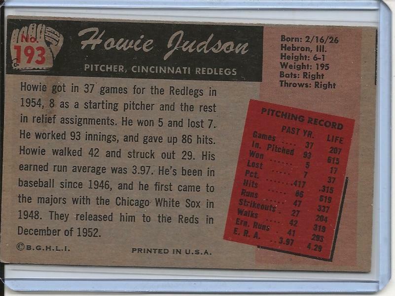 1955 Bowman - Howie Judson #193 for sale online | eBay