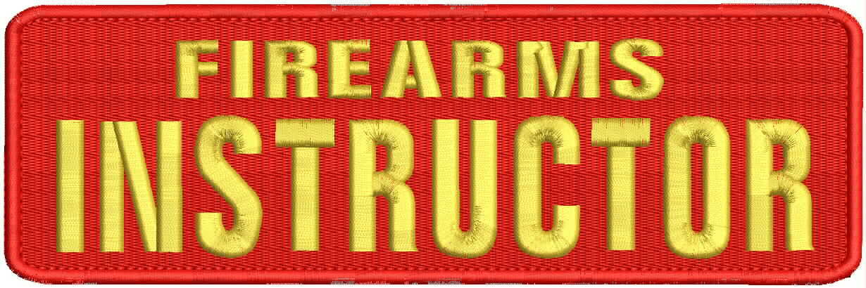 Firearms Instructor embroidery patches 3x9 hook red with Gold letters ...