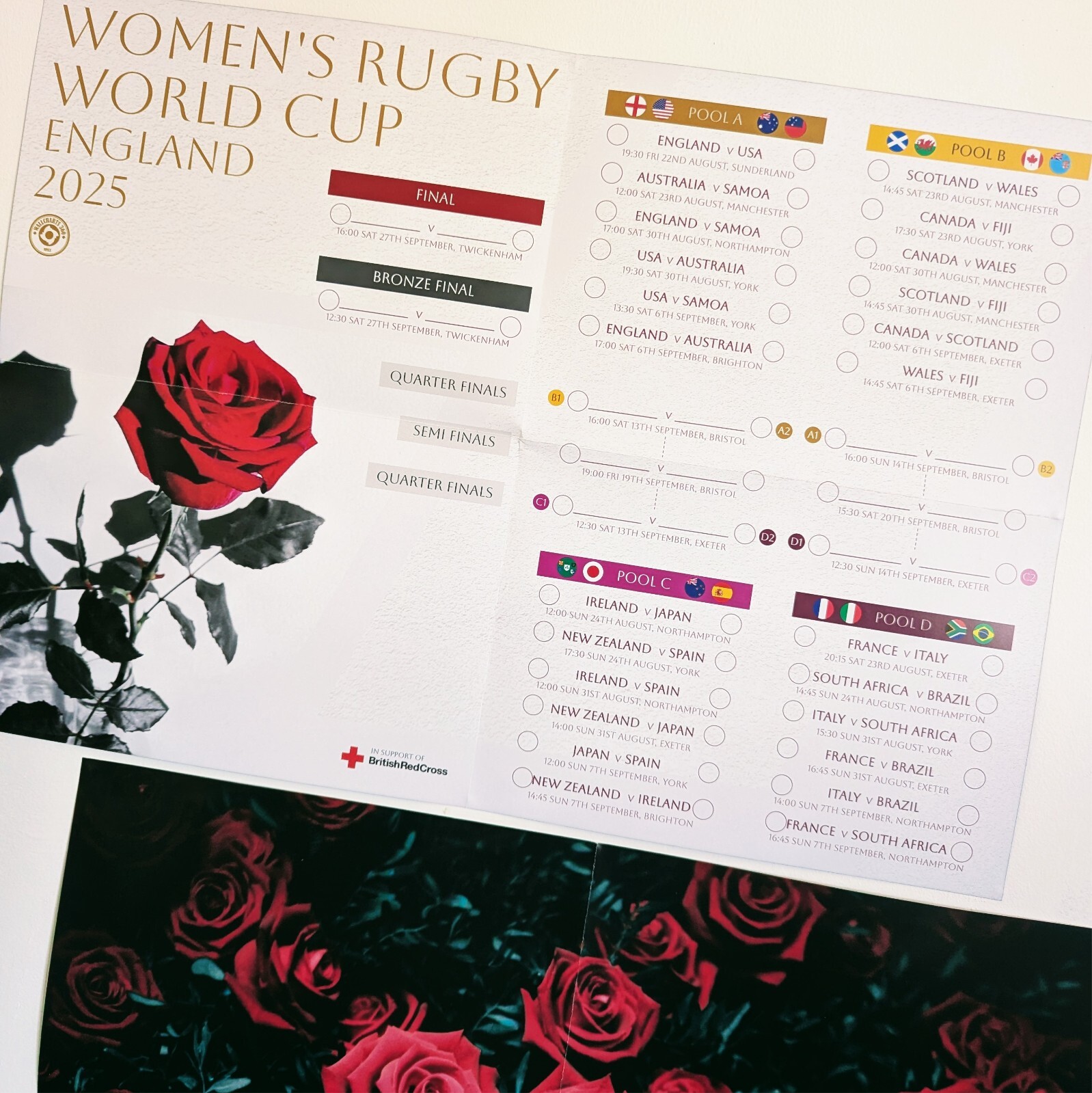 Women’s Rugby World Cup 2025 Wallchart - Rugby Union Fixtures Poster ...