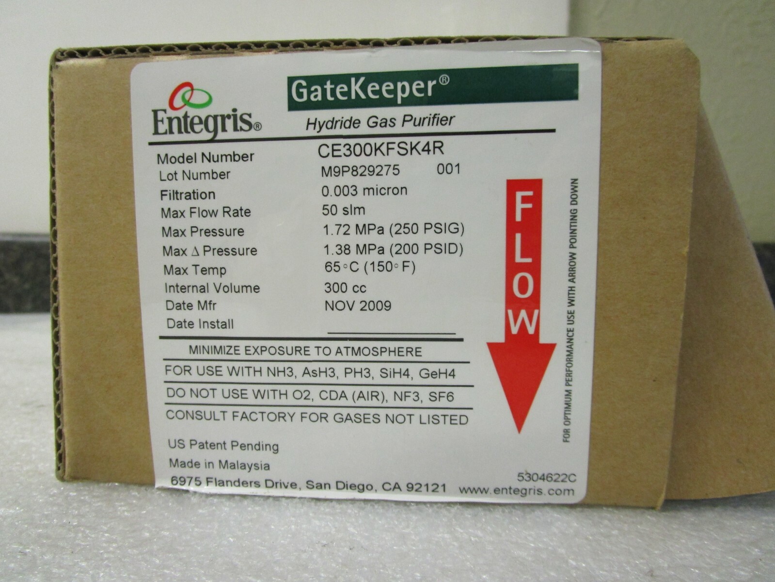 New! Entegris GateKeeper CE300KFSK4R Hydride Gas Purifier | eBay