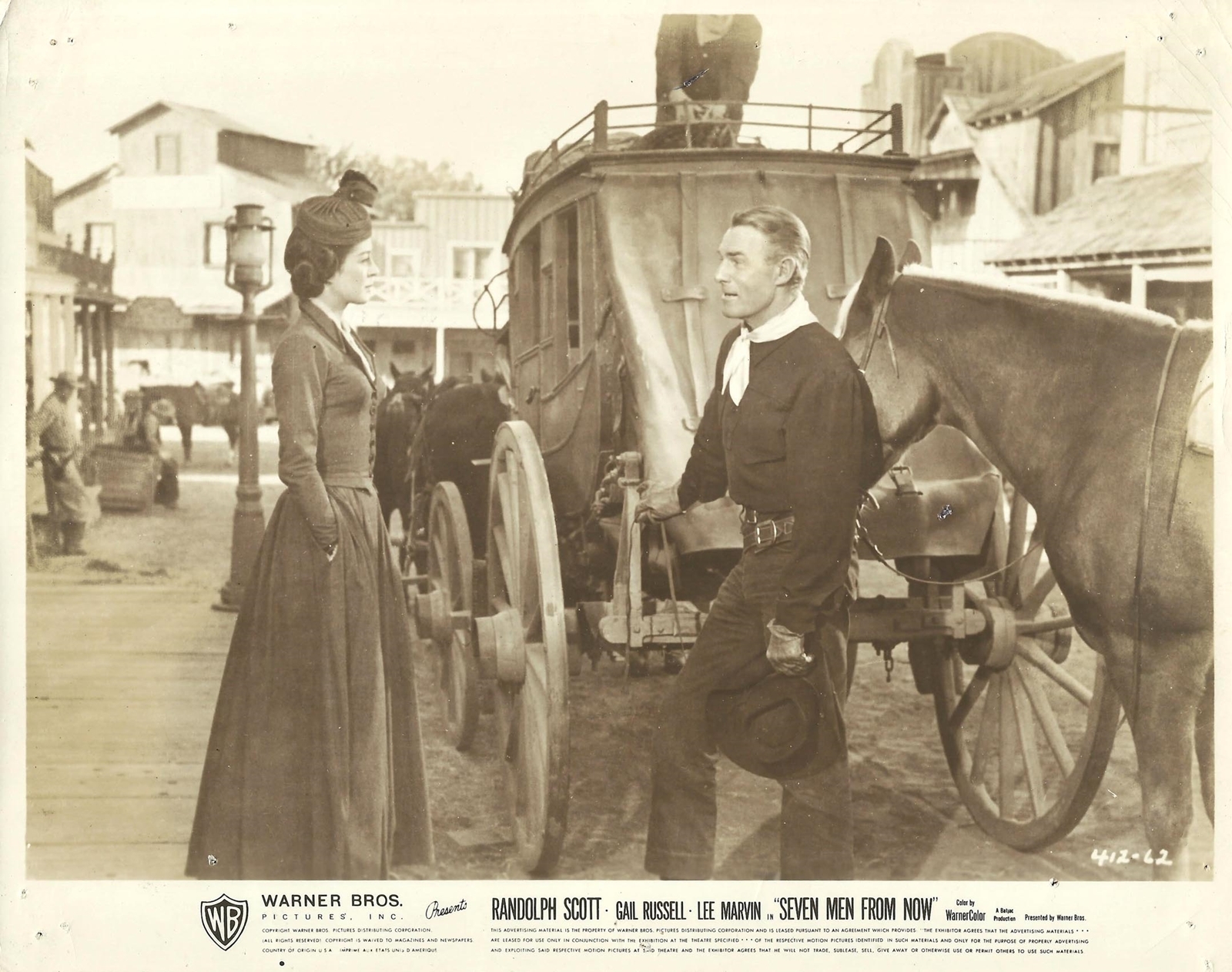 RANDOLPH SCOTT & GAIL RUSSELL in "Seven Men from Now" Original Vintage ...