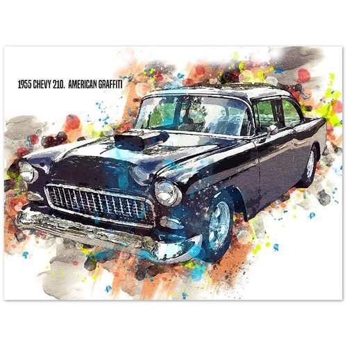 American Graffiti 1955 Chevy 210 Hot Rod Watercolor Painting Art Print ...