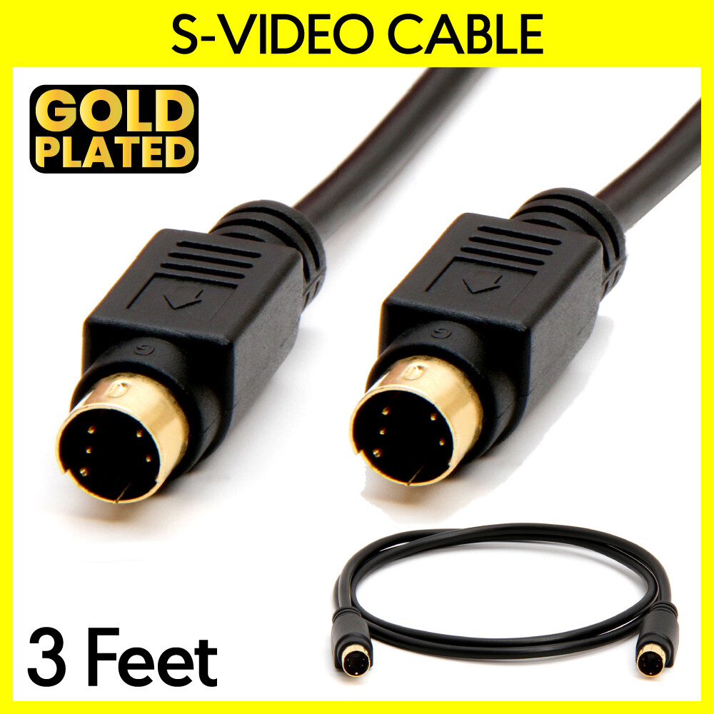S Video Cable 3 Feet 4 PIN SVHS VCR Camcorder Cord SVideo Male to Male ...