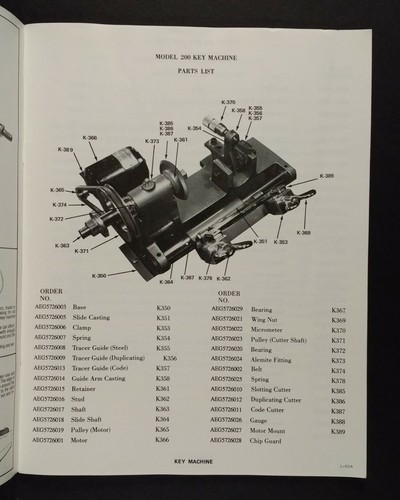 Foley-Belsaw Model 200 Key Machine Adjustment & Operation Instructions ...