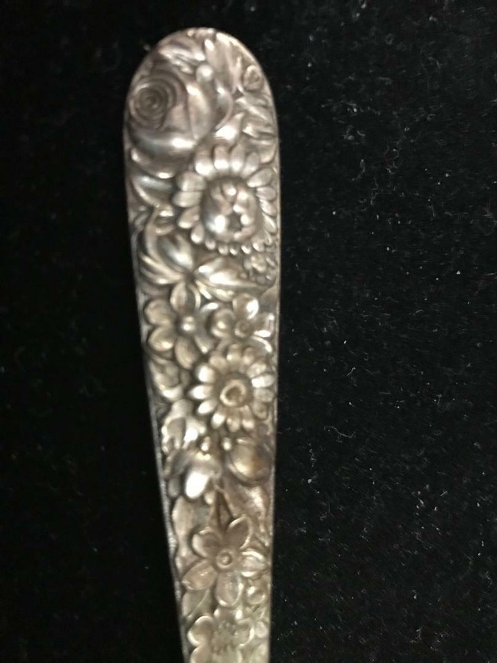 Sterling Silver Repousse Spoon with Fruit in Bowl | eBay