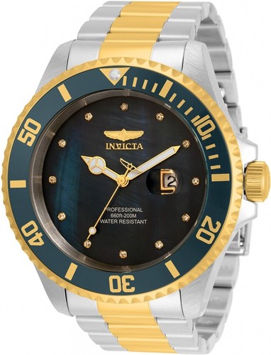 Invicta Men's 34151 Pro Diver Quartz 3 Hand Blue Dial Two Tone Analog ...