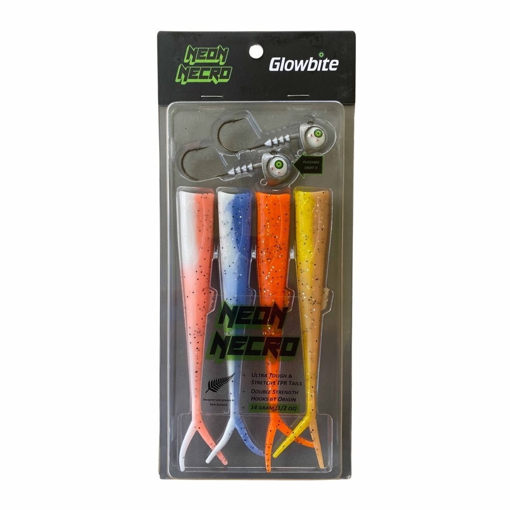 Glowbite Neon Necro Flashing Soft Bait Sampler Pack 6in 28g | eBay ...