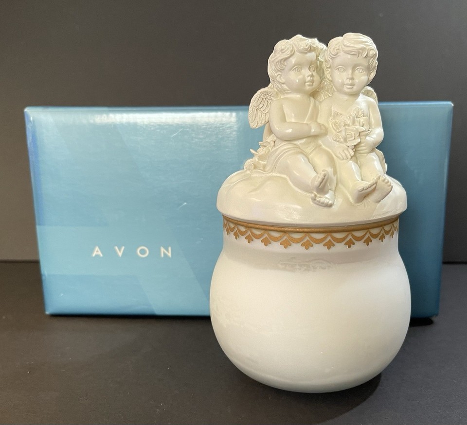 Avon 2004 Collectable Cherub Angel Candle Jar And Candle Topper Ht ...