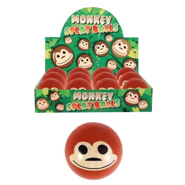 3 X Brown Monkey Face Splat Squishy Ball Toy Squeeze Release Stress ...