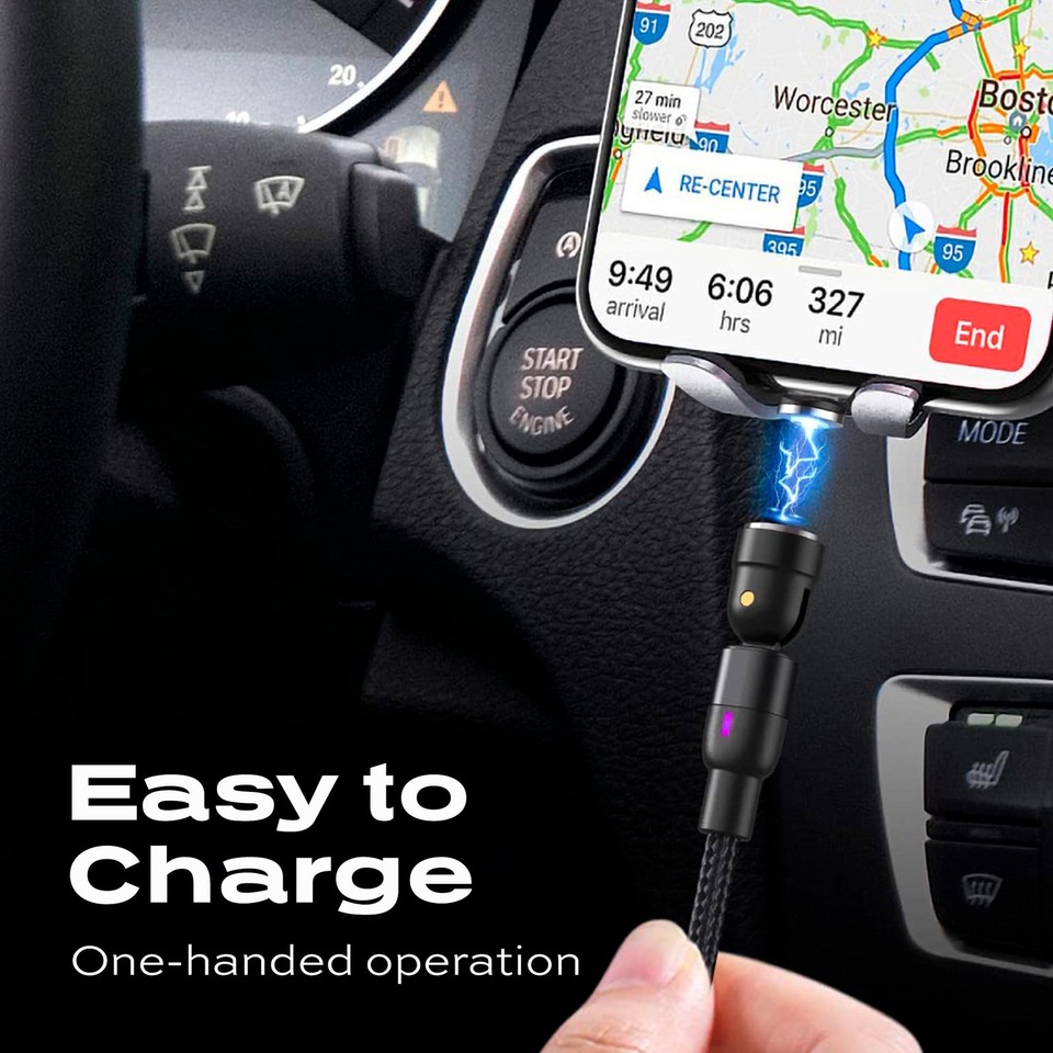 Statik 360 Magnetic Charging Cable - 3 in 1 Smart Rotating Charger with ...