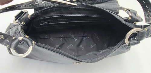 Luigi Leather Handbag Black W White Stich. | eBay