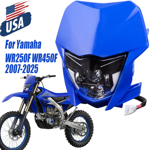 New LED Headlight DRL w/ Blue Fairing For Yamaha WR250F WR450F 2007 ...
