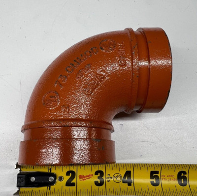 2-1/2" SPF Anvil Grooved 90° Grooved Short Pattern Elbow SE-1 Ductile ...