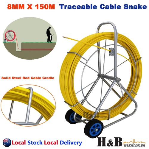 8mm 150M Traceable Cable Rodder Rod Reel Copper Trace Wire Telstra NBN ...