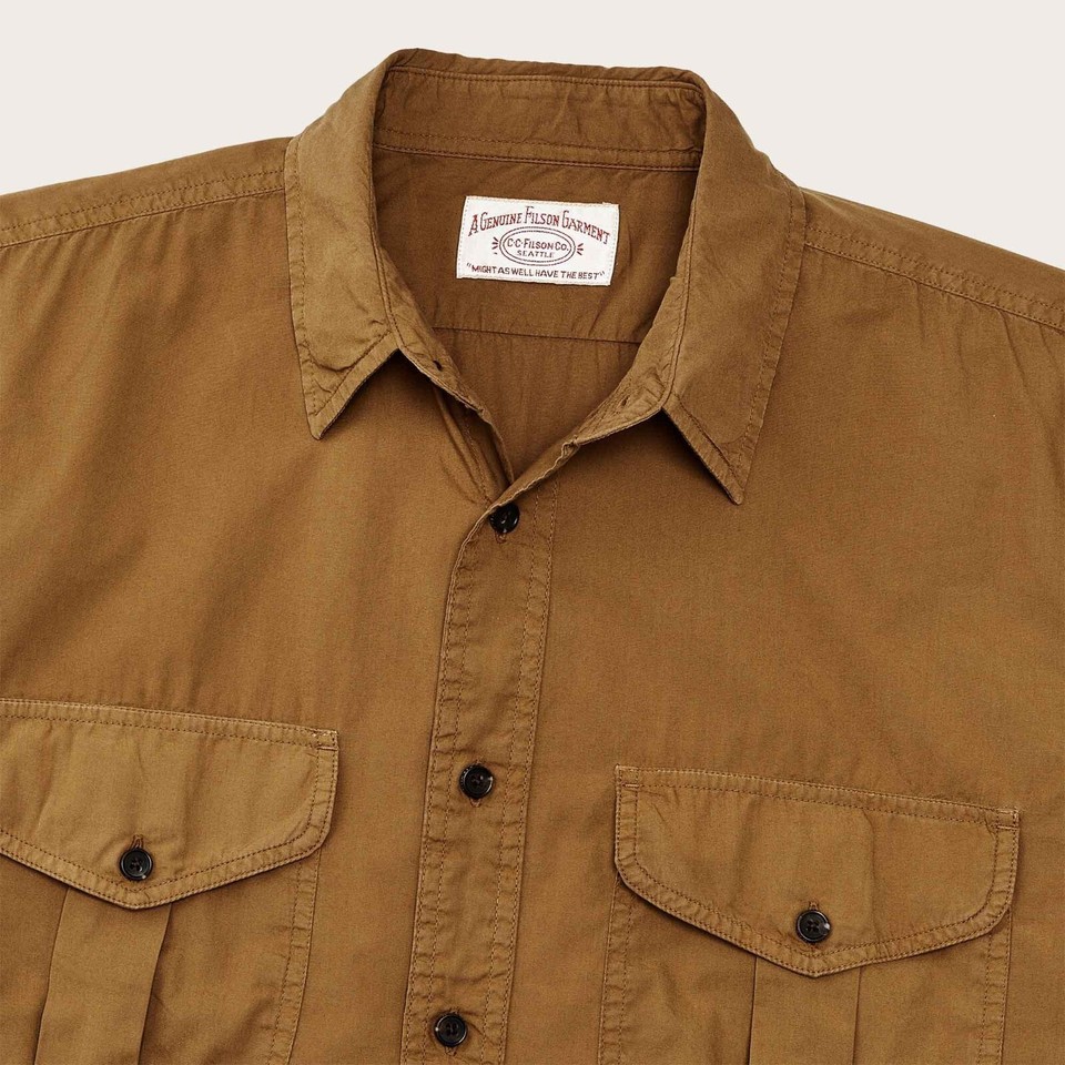 Filson Washed Short Sleeve Feather Cloth Shirt 20189134 Gold Ochre Dark ...