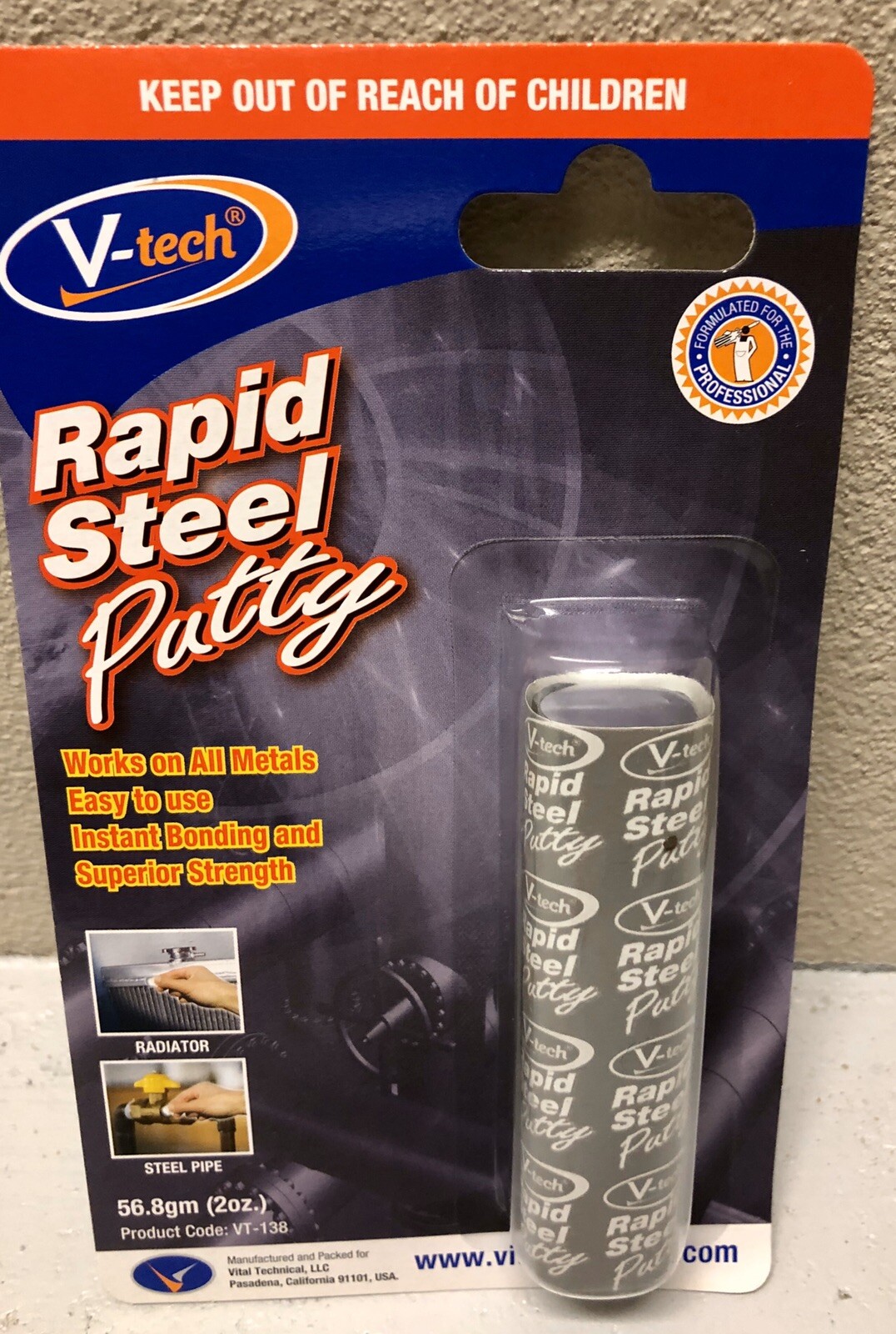 V-Tech Rapid Steel Putty Epoxy Instant Metal Bonding Crack Filler 56.8g ...