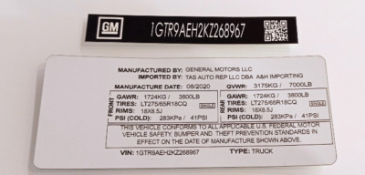 GM vin stickers or alu plate (SET) | eBay
