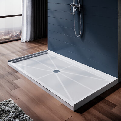 ELEGANT 32x60 Single Threshold Shower Base Pan Solid White Center Drain ...