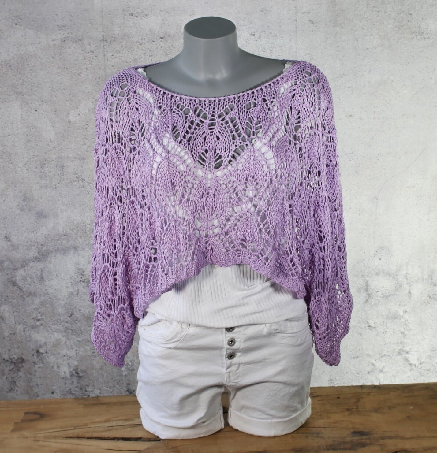 ♥ Italy Lochpulli Lochmuster Pulli Strick Oversize Netzpullover 36 38 40 42 | eBay