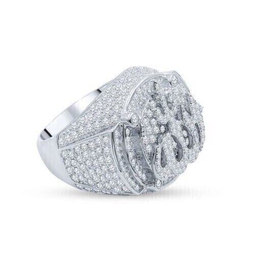 3.00 Ct Round Cut Simulated Diamond Islamic Allah Ring 14K White Gold ...
