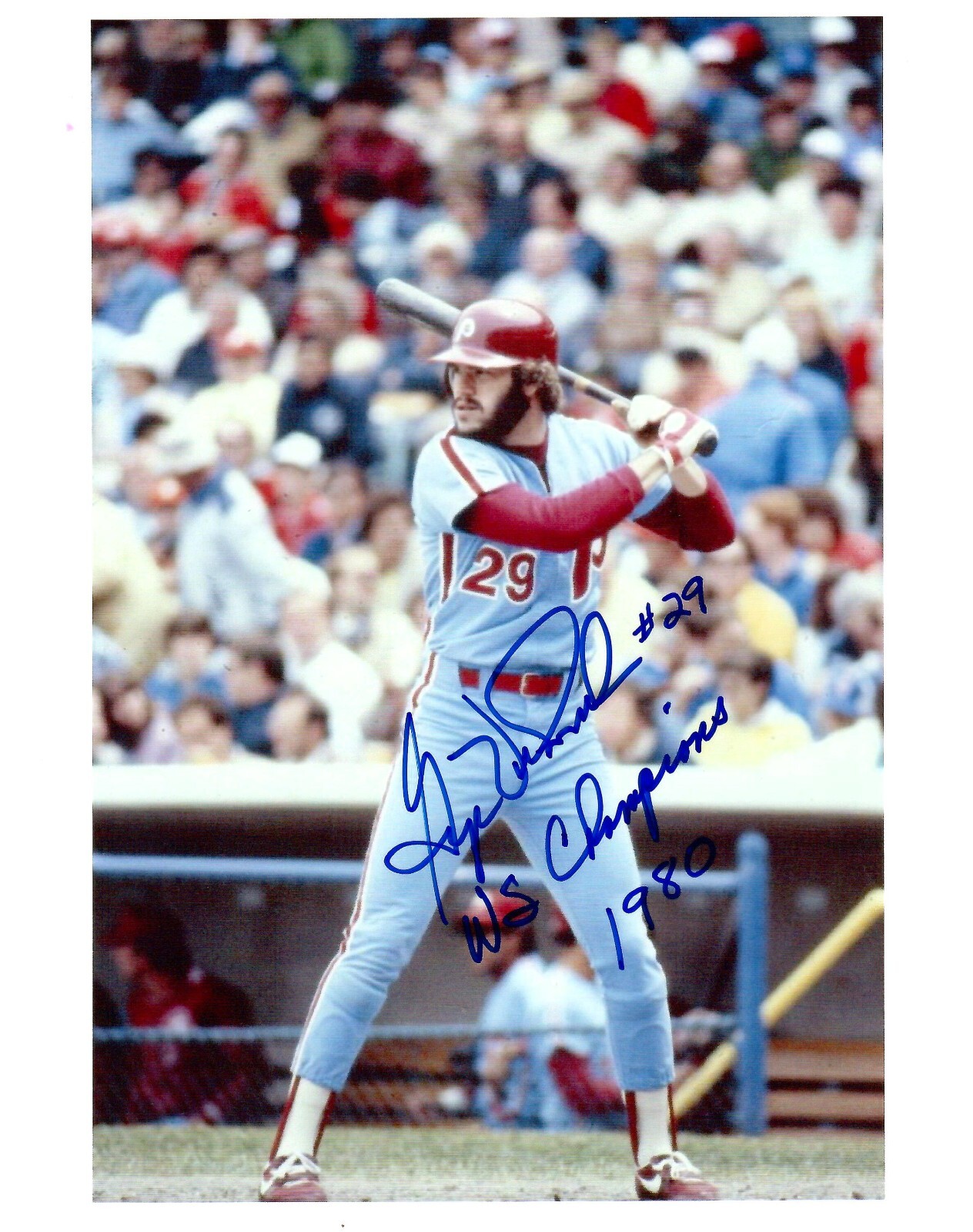 Former 1980 Philadelphia Phillies OF George Vukovich Autographed 8x10 W ...