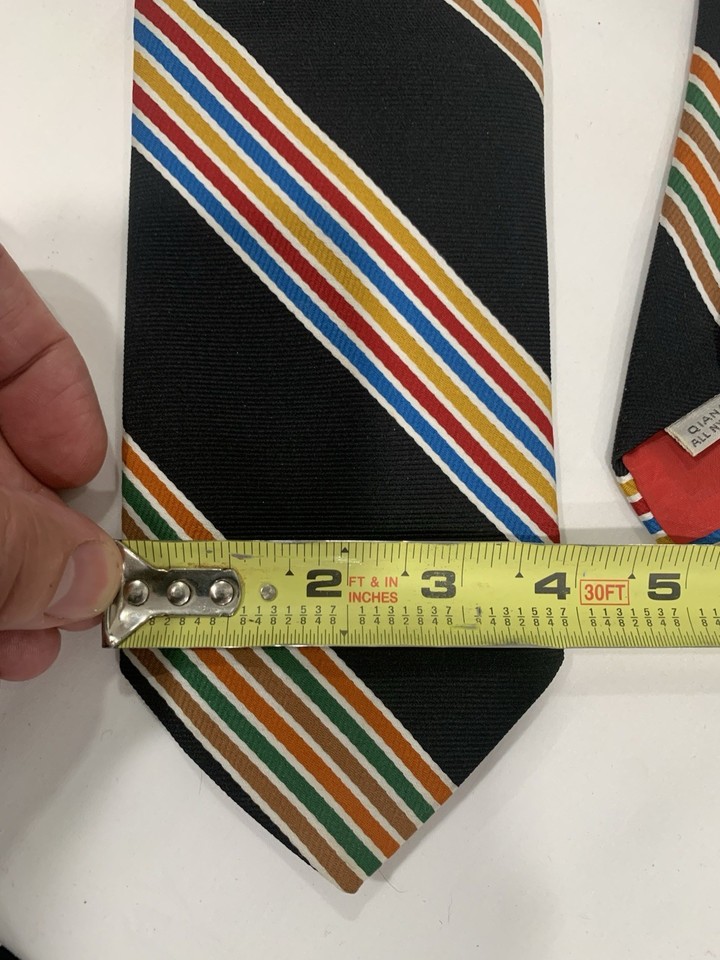 VTG Beau Brummel Gentry Men’s Necktie Tie Rainbow Candy Stripe Qiana ...