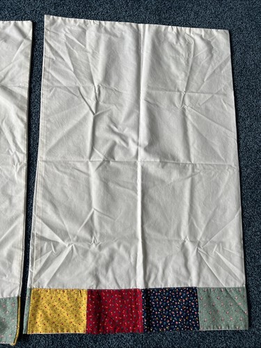 2 Hand Made Pillowcases White Cotton W/Quilt Square Edge Granny Core | eBay