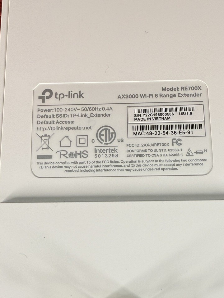 TP-Link RE700X AX3000 Mesh WiFi6 Wireless Extender - White 840030703331 ...