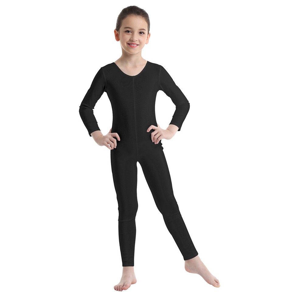 UK Boys Girls Long Sleeve Full Body Unitard Leotard Jumpsuit Gymnastics ...