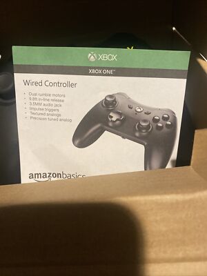XBOX One Video Game Controller Wired Black NEW SEALED Amazon Basics ...