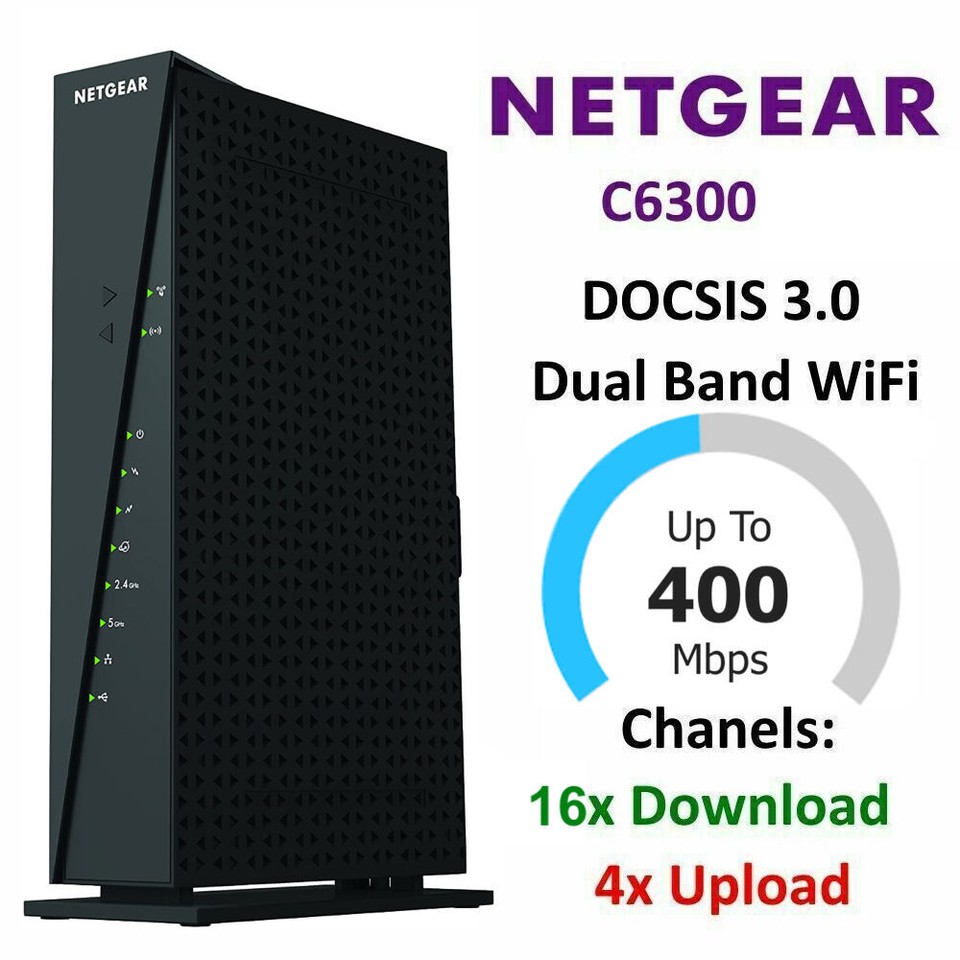 NETGEAR C6300 AC1750 DOCSIS 3.0 Cable Modem WiFi Router Xfinity ...