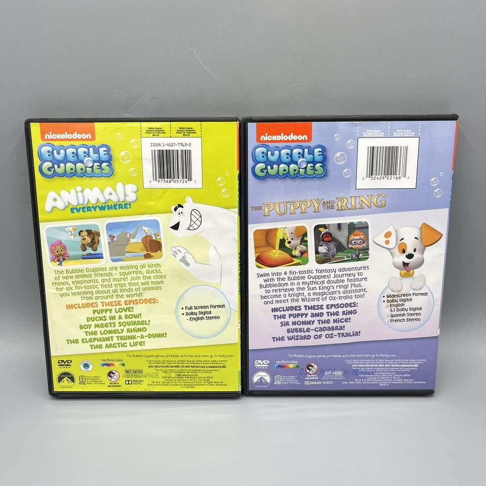 Lot of 2 Nickelodeon Bubble Guppies DVD Animals Everywhere & Puppy and ...