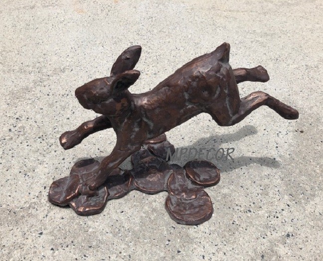 Running Rabbit Garden Sculpture Statue Metal Bunny Bronze Finish ...
