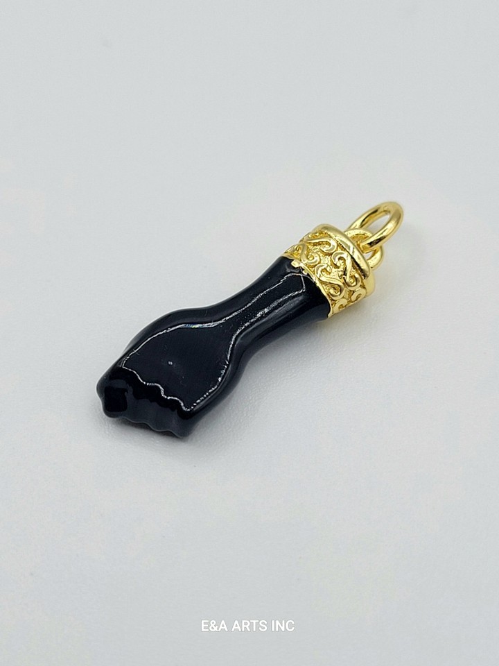 New Black Hand Azabache Charm/Pendant Gold Plated (Azabache Mano) | eBay