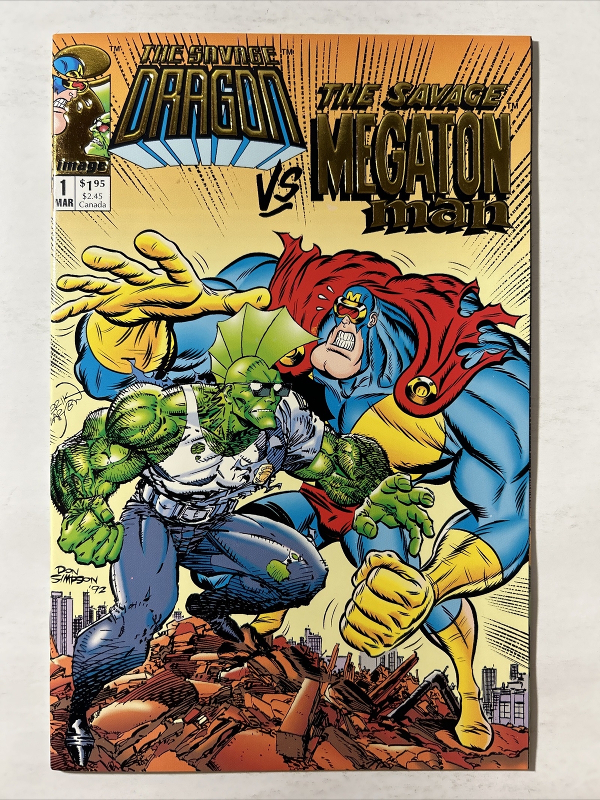 Image March 1993 No. 1 Savage Dragon vs Savage Megaton Man NM Gold Foil ...