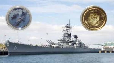 USS IOWA Battleship BB 61 Challenge Coin Token USN SS Ship Navy Fleet ...
