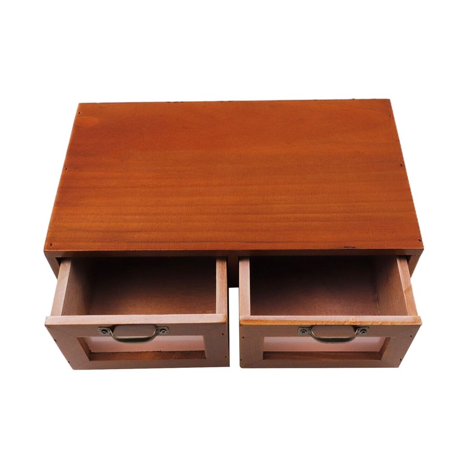 2-Drawer Desk Organizer Tabletop Storage Organization Box with Vintage ...